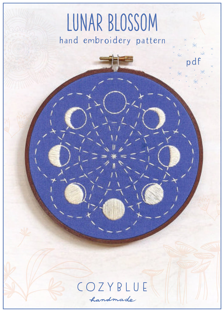 lunar blossom PDF embroidery pattern – cozyblue