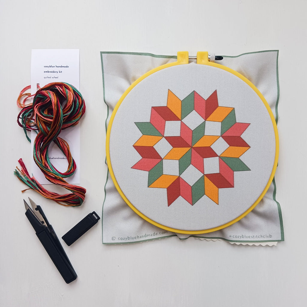 quilted wheel embroidery kit – cozyblue